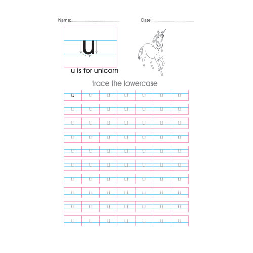 Printable Lowercase u handwriting with arrows worksheet at Worksheets ...