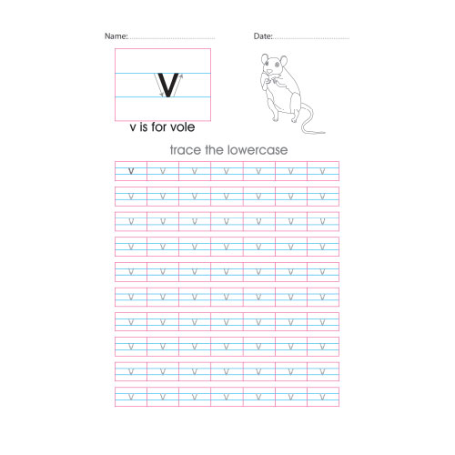 Printable Lowercase v handwriting with arrows worksheet at Worksheets ...