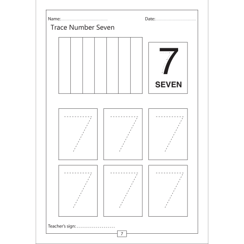 Printable Trace Number 7 Worksheet at Worksheets Bay - Trace Number 7 ...