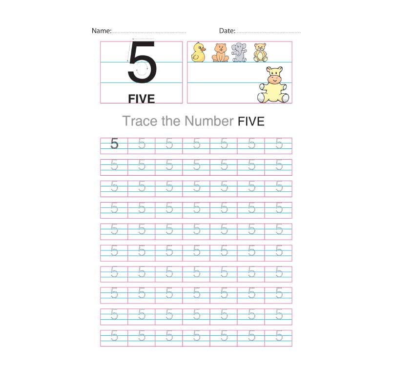 Printable Number 5 Tracing Worksheet at Worksheets Bay - Number 5 ...