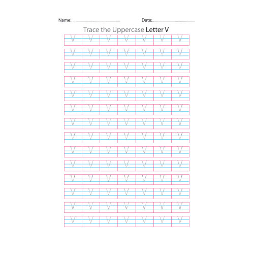 Printable Uppercase Letter V Tracing Worksheets at Worksheets Bay ...