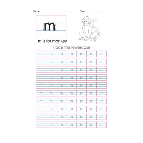 Printable Lowercase m handwriting with arrows worksheet at Worksheets ...