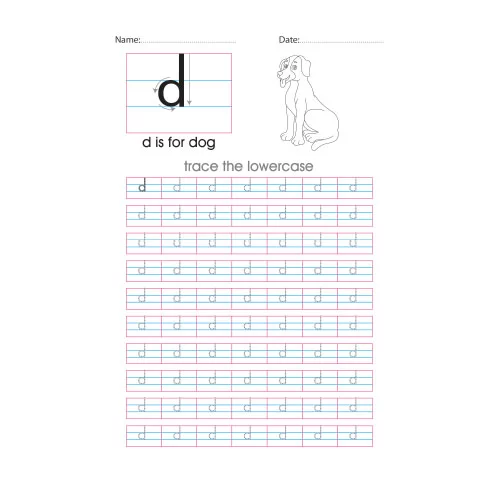 Lowercase d handwriting with arrows worksheet – Worksheets Bay
